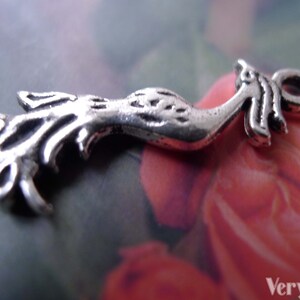 20 Pcs of Antique Silver Lovely Phoenix Bird Charms 12x31mm Double ...