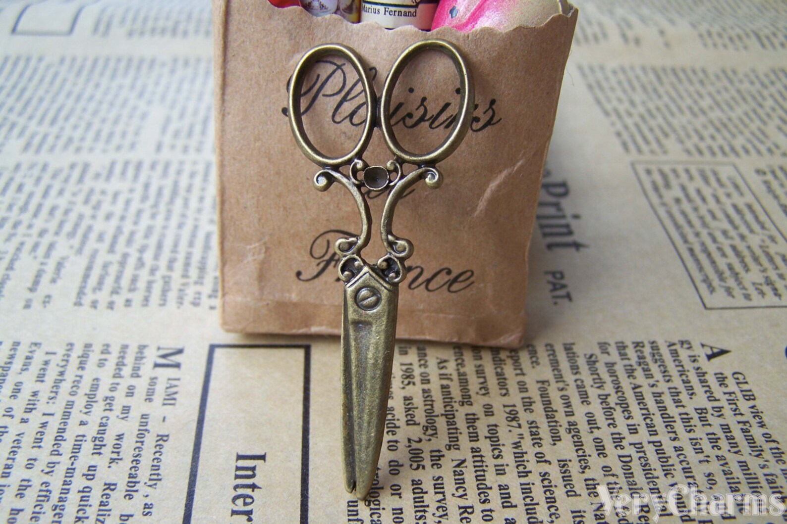Victorian Scissors Pendants Antique Bronze Tailor Shears Charms 25x60mm ...
