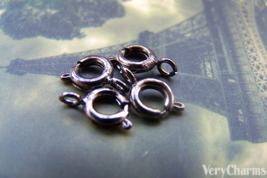 50 Pcs of Gunmetal Black Brass Spring Ring Clasps 6mm A3498 - Etsy