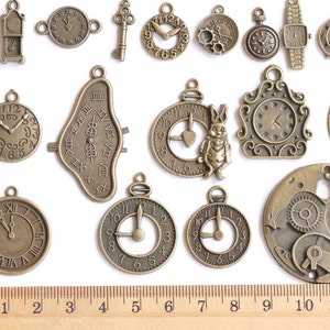 Antique Bronze/silver Clock Watch Time Charms Mixed Style - Etsy