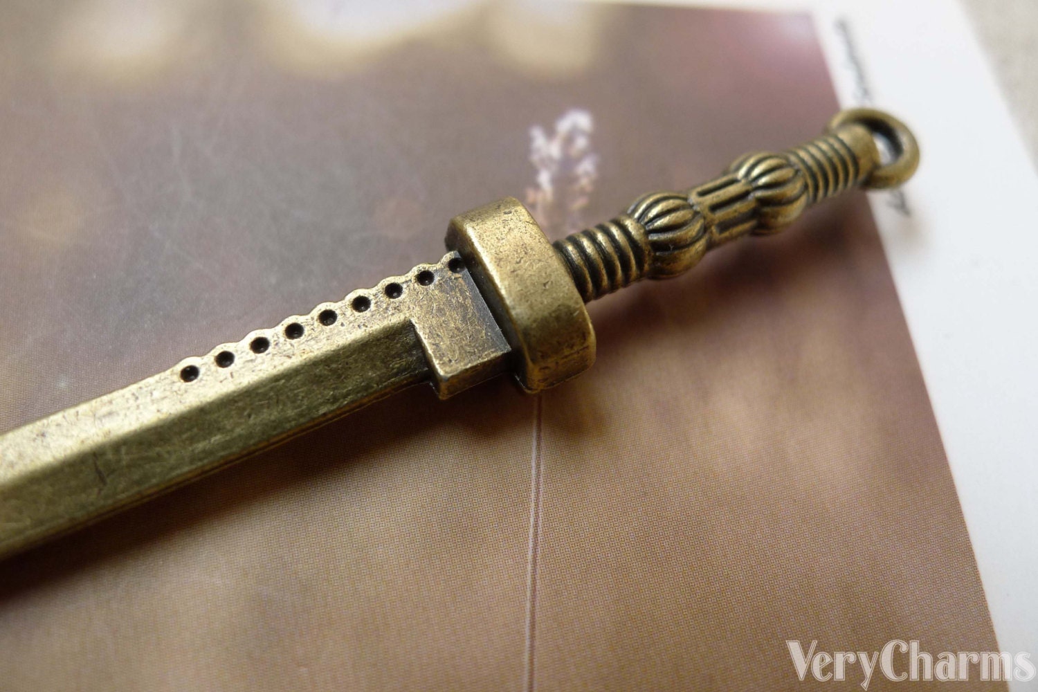 Japanese Blade Sword Antique Bronze Pendants Charms 10x108mm Set of 5 ...