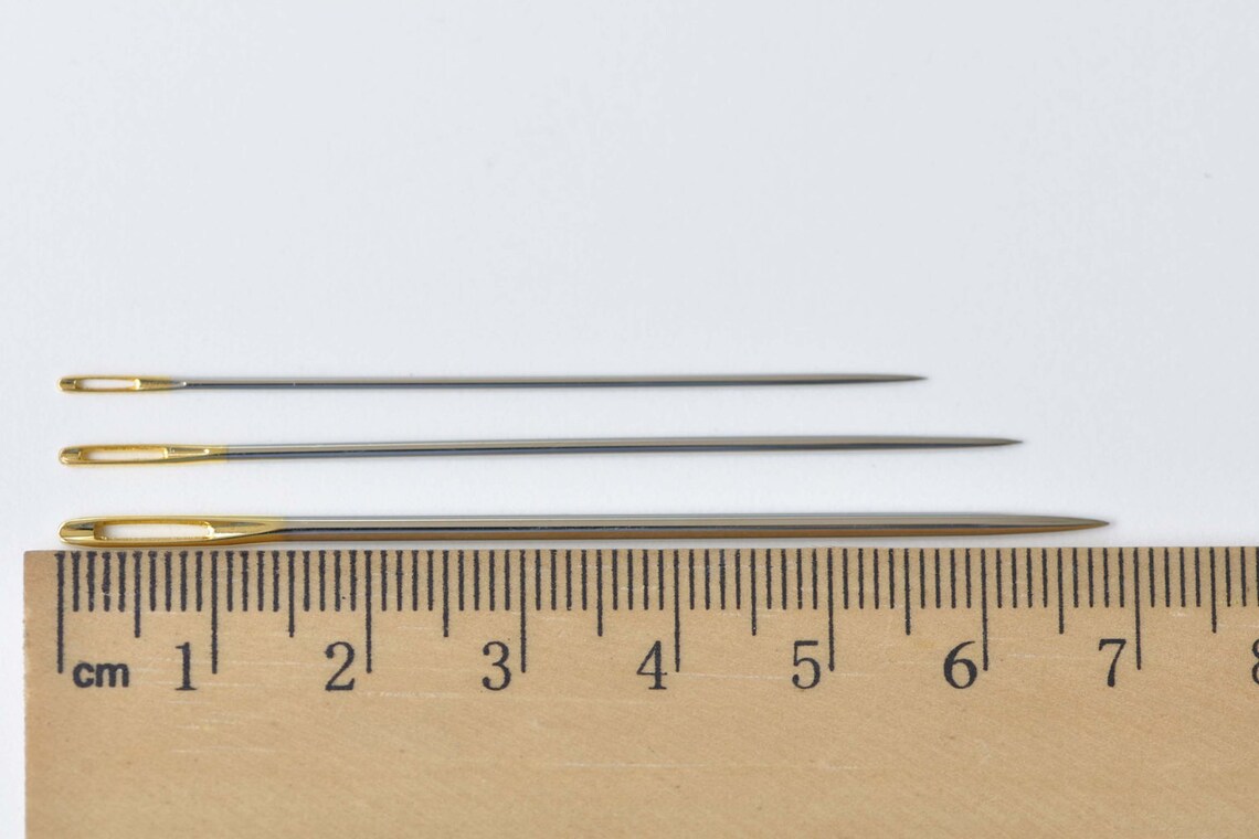 One Set of 6 Pcs Sewing Needles Gold Plated Tail Knitting - Etsy