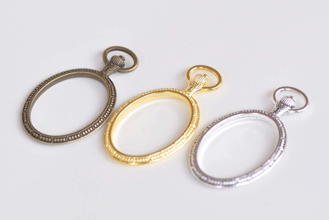 Antique Bronze/antique Silver/gold Oval Pocket Watch Frame Pendants ...