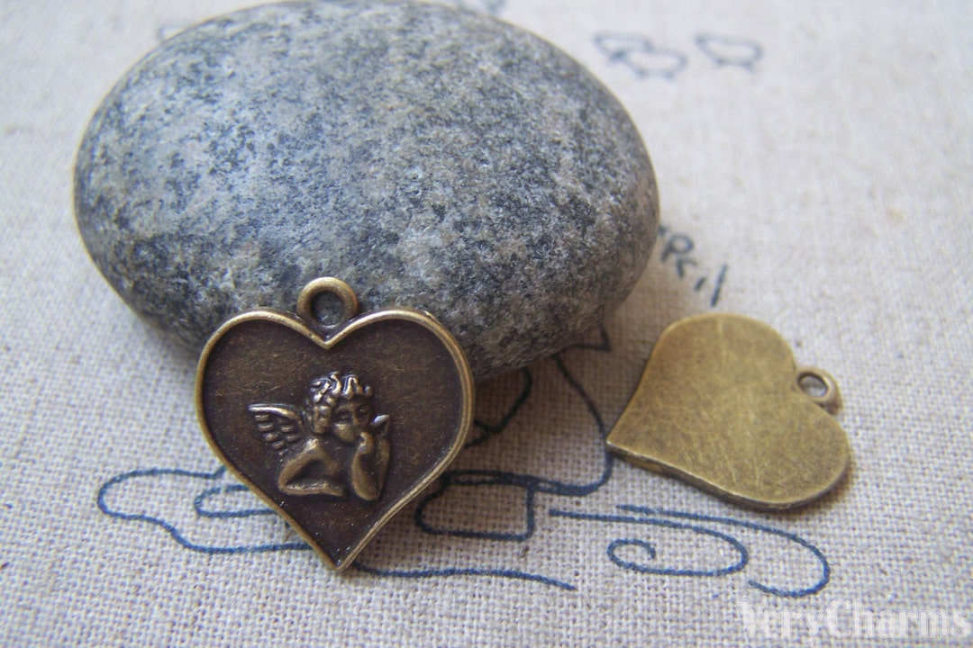20 Pcs of Antique Bronze Angel Heart Charms 17x18mm A4835 - Etsy