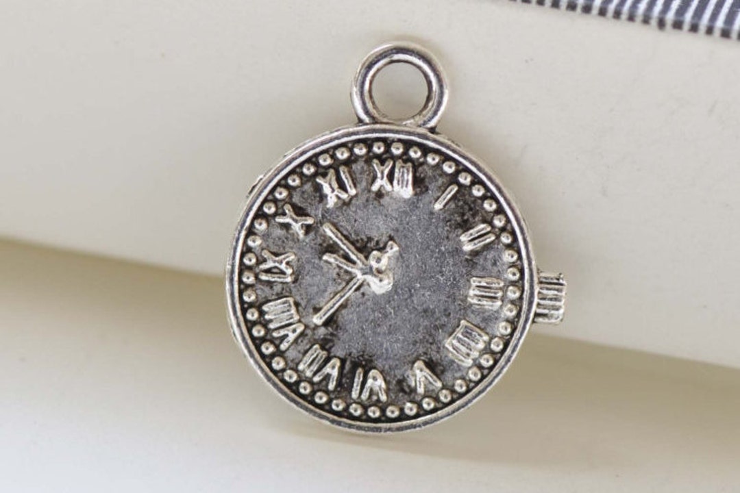 Antique Silver Mechanical Clock Charms Watch Pendants 16x19mm Set of 20 ...