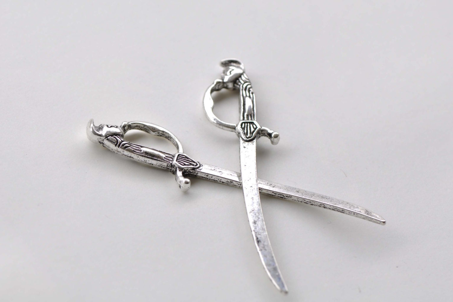 Antique Silver Japanese Blade Katana Sword Pendant Charms 23x93mm Set ...