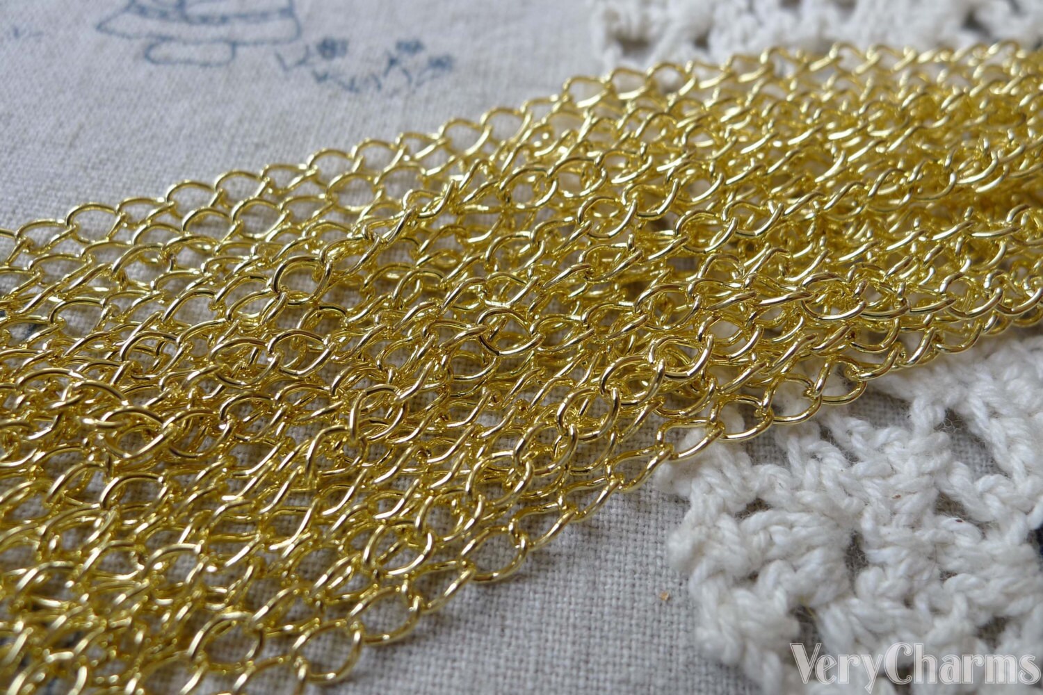 16ft 5m of Gold Tone Extension Chain Curb Chain Link Size - Etsy