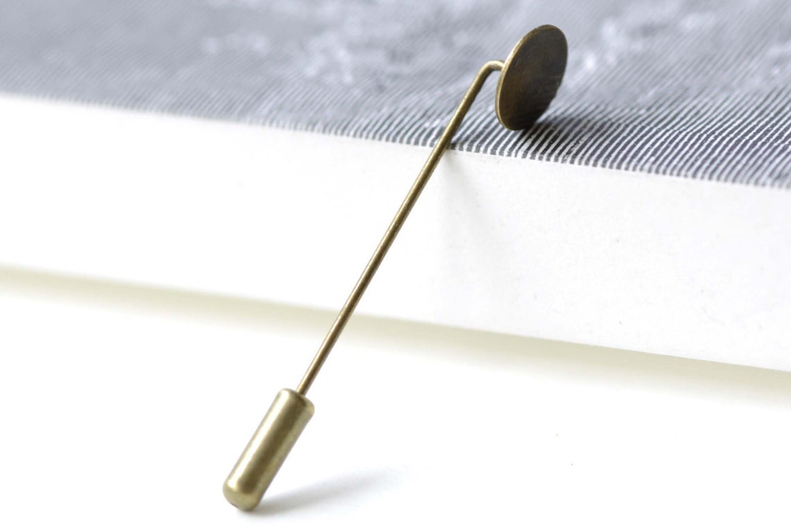 Antique Bronze Stick Pin Lapel Pin Clutch Blanks 10x45mm With 10mm Pad ...
