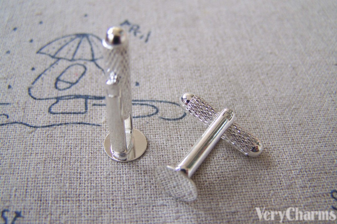 10 Pcs Silver Screw Thread Cuff Links Cufflinks With 8mm Pad A429 - Etsy