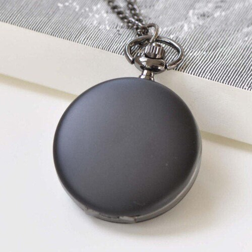 Matte Black Round Pocket Watch Set of 1 A8384 - Etsy