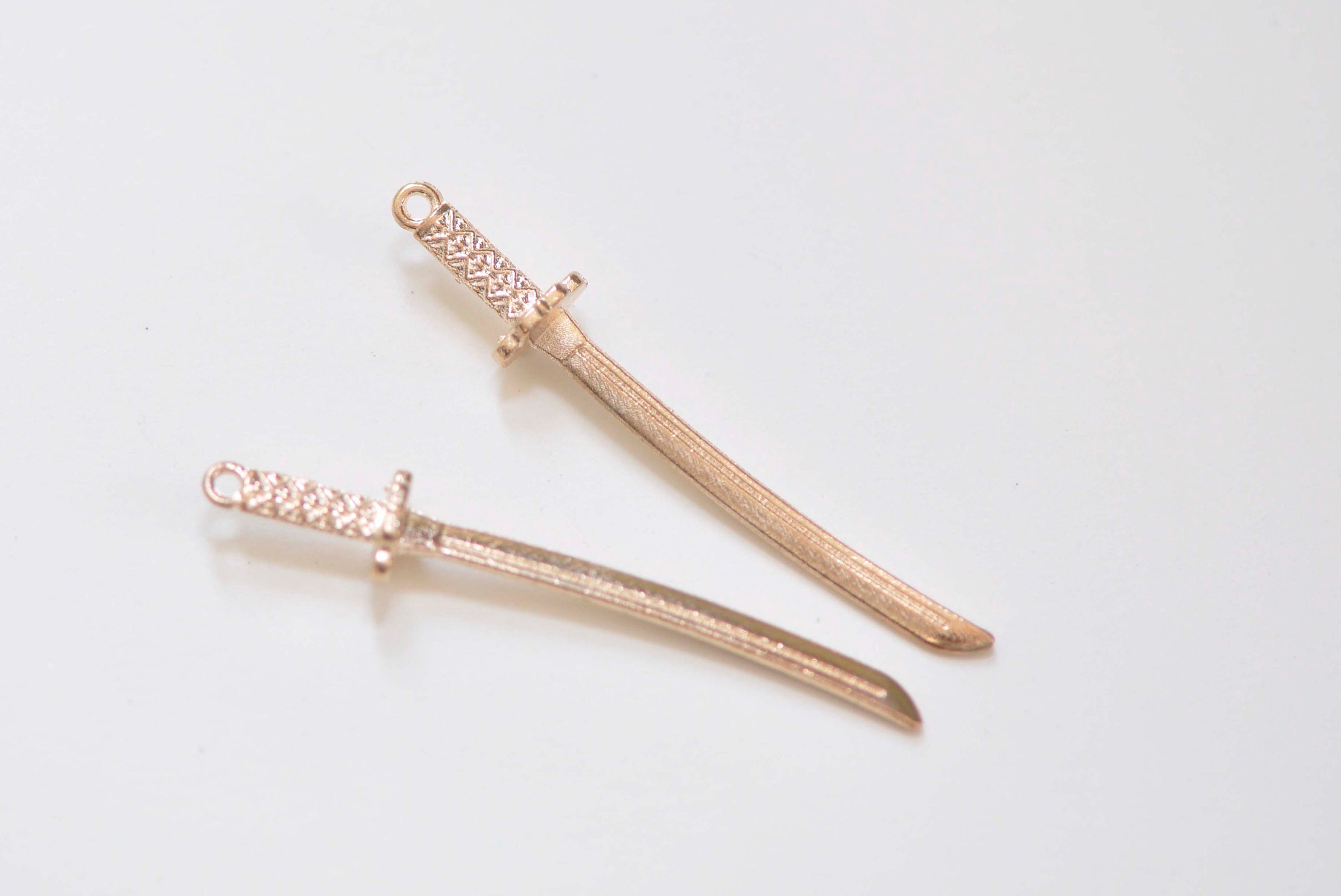 Japanese Blade Katana Sword Charms 8x50mm Antique | Etsy