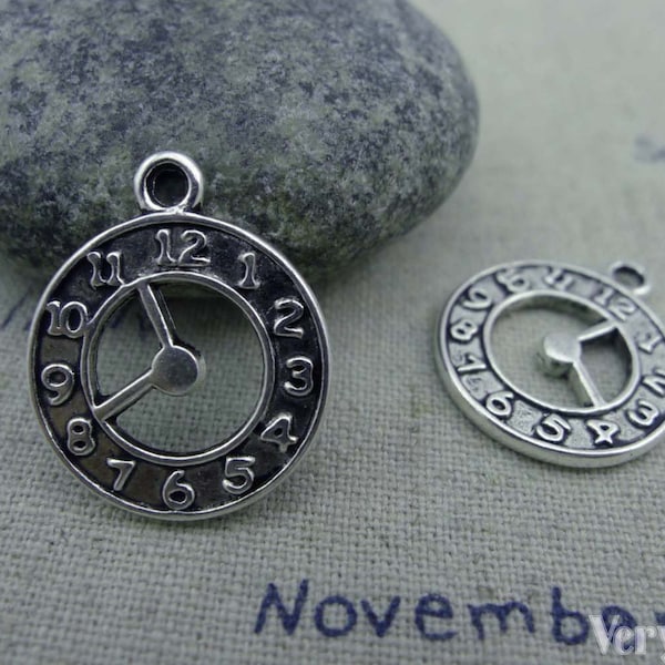 Silver Clock Charms - Etsy
