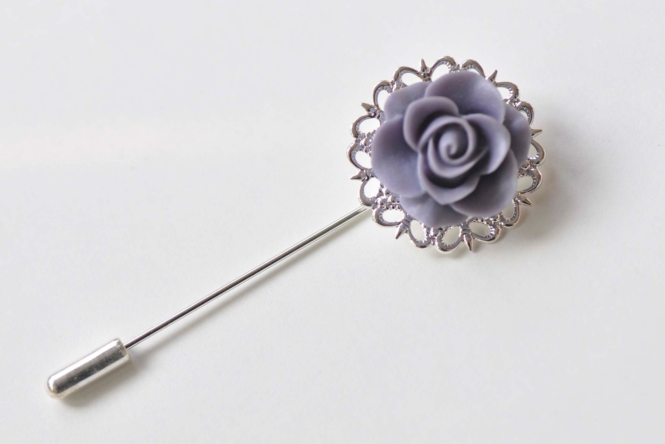 Shiny Silver Stick Lapel Pin Clutch 50mm With 25mm Filigree - Etsy