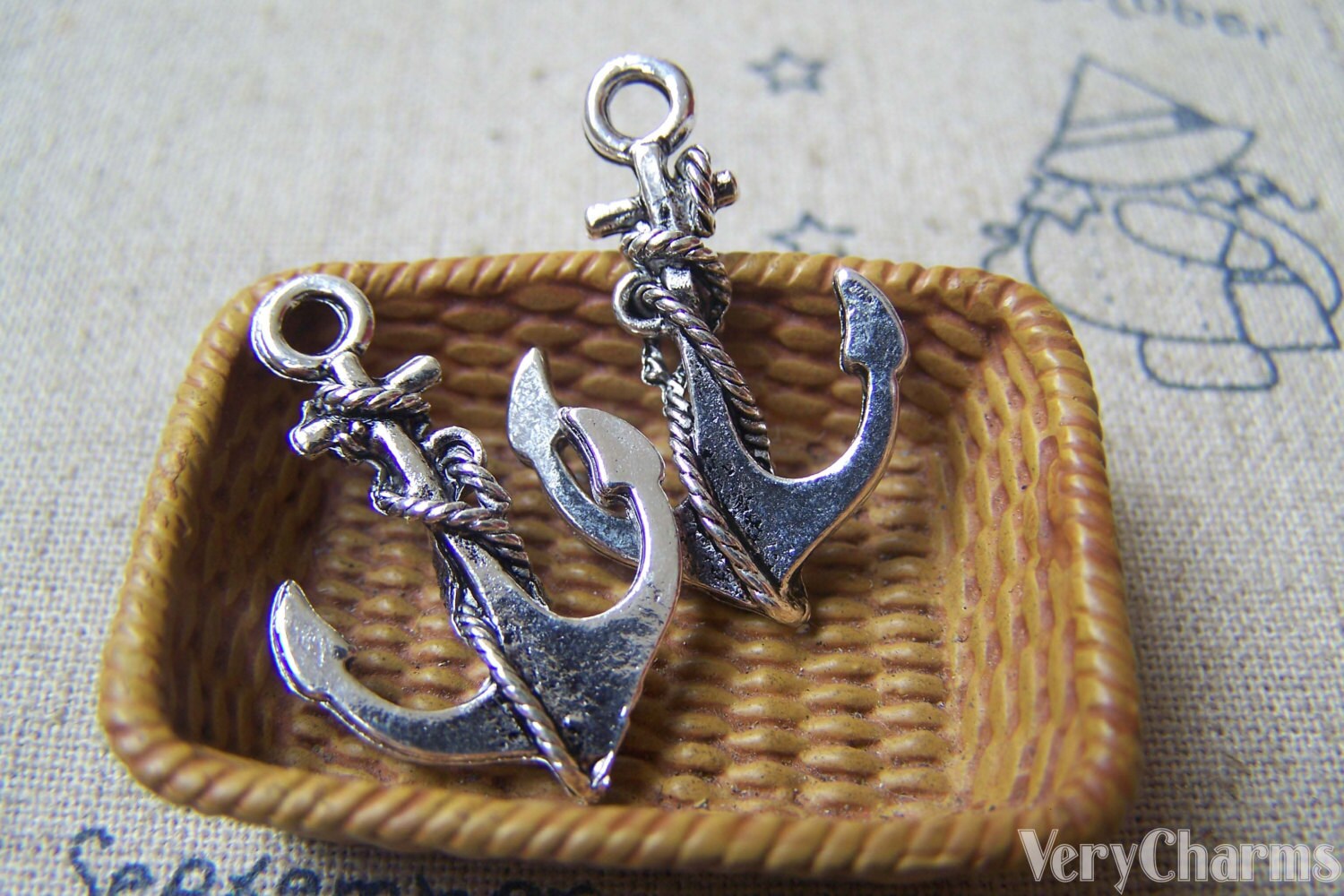 Silver Anchor Small Coiled Anchor Charms Antique Silver - Etsy