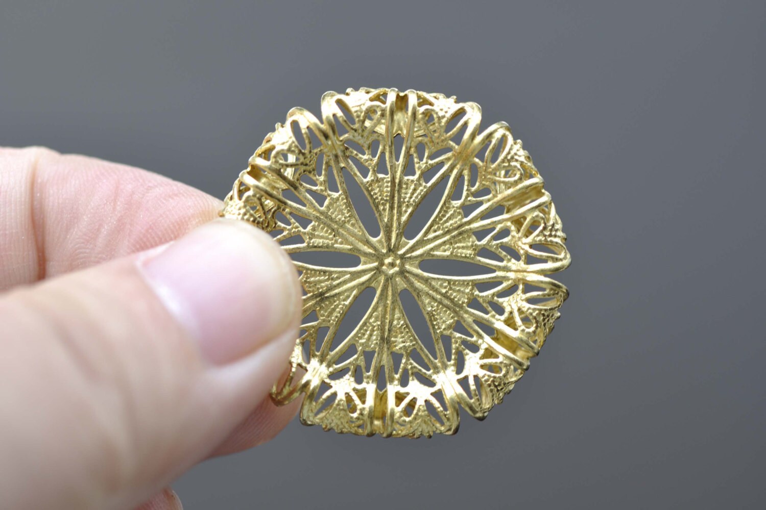 Raw Brass Filigree Round Withered Flower Stamping - Etsy