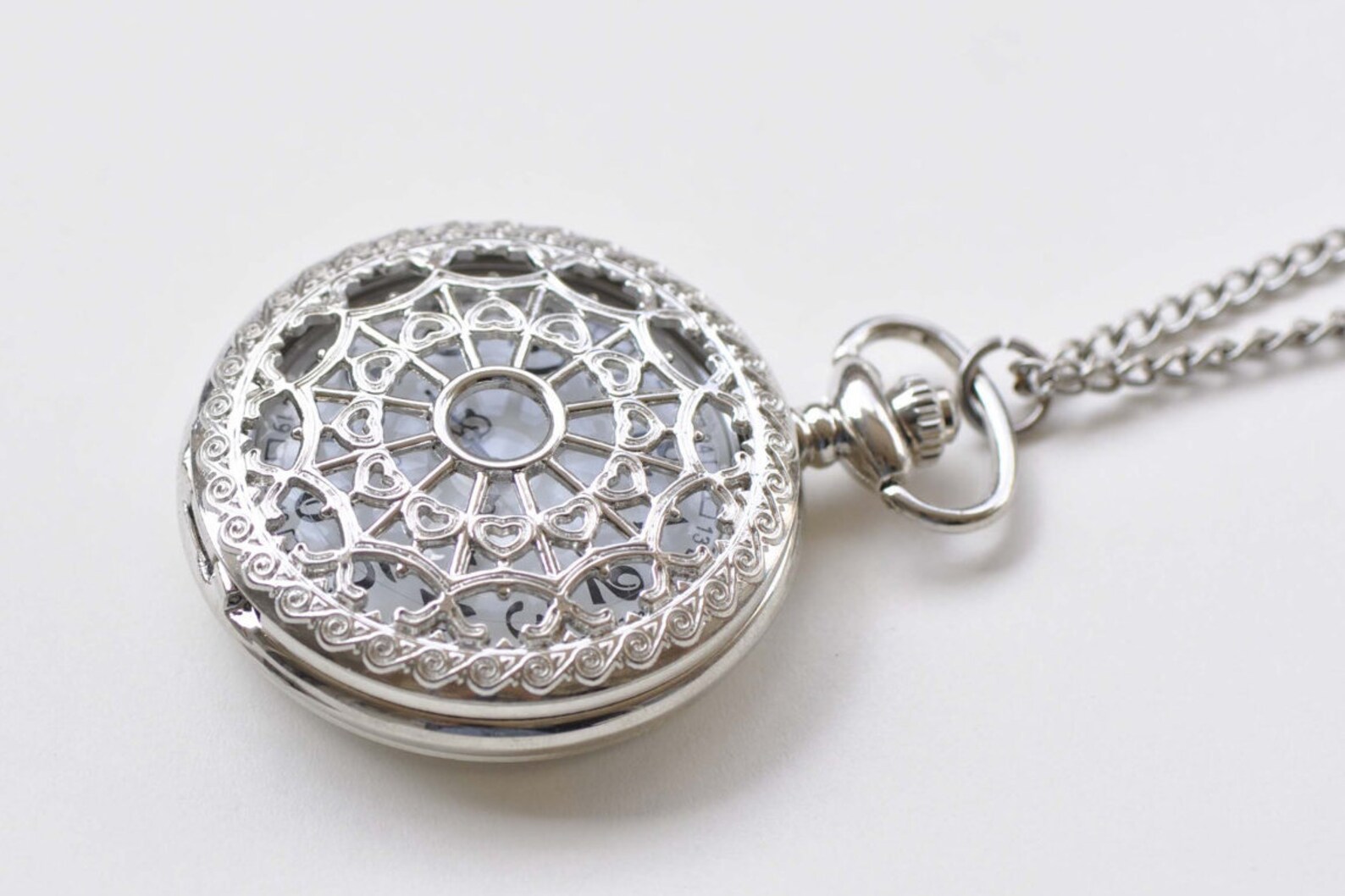 1 PC Platinum Filigree Pocket Watch Pendant Size 47mm A8791 - Etsy