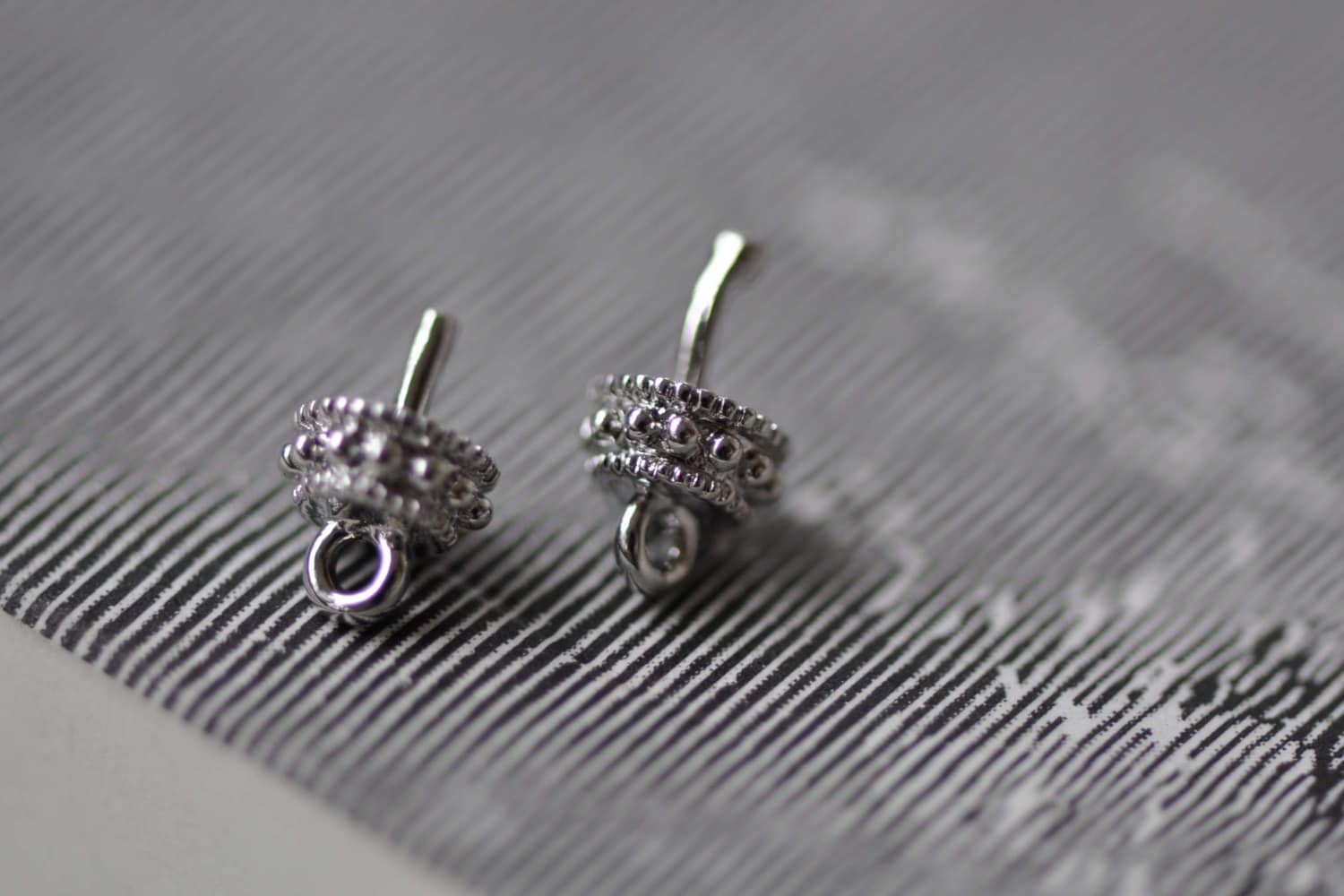 Platinum Bead Cap With Peg for Half Drilled Pearls Beads Set of 10 Pcs ...
