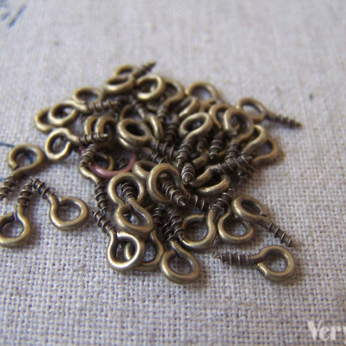 Mini Screw Eye Pins Antique Bronze Eye Hook Bail 4x8mm 19 - Etsy