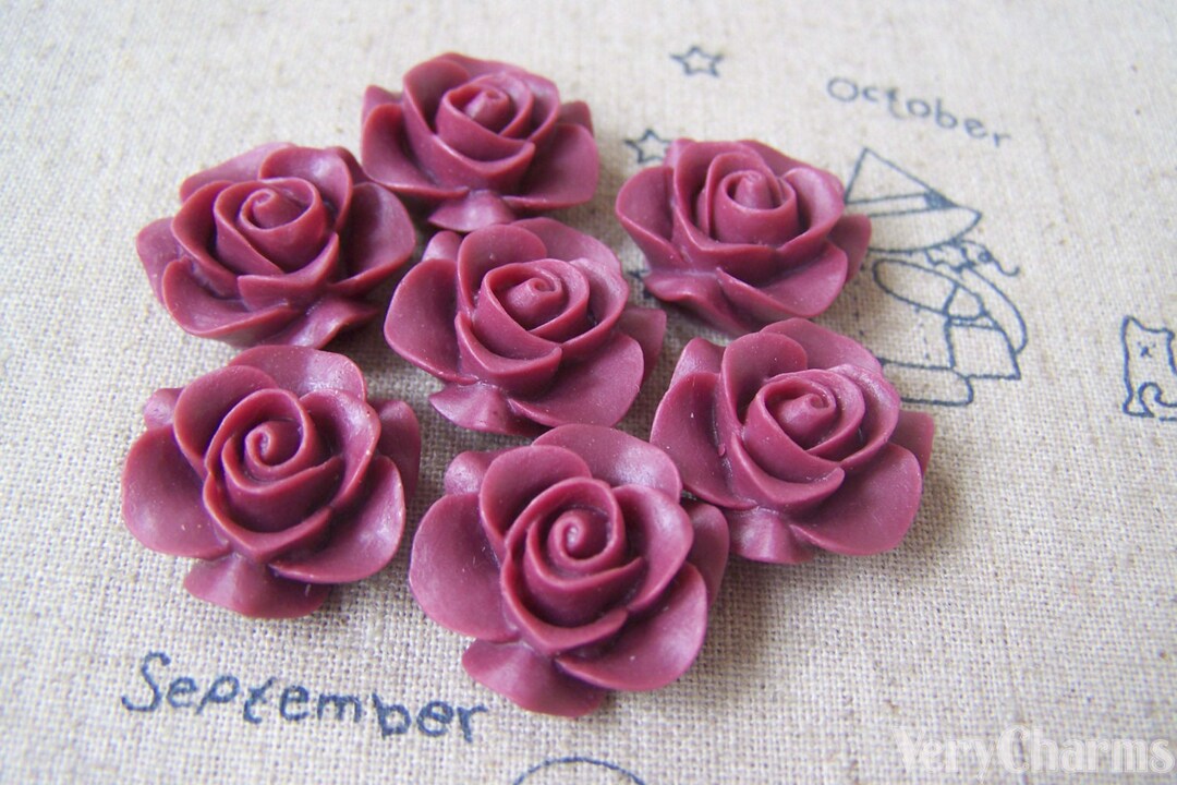 10 Pcs of Resin Dark Red Round Flower Cameo 21mm A4702 - Etsy