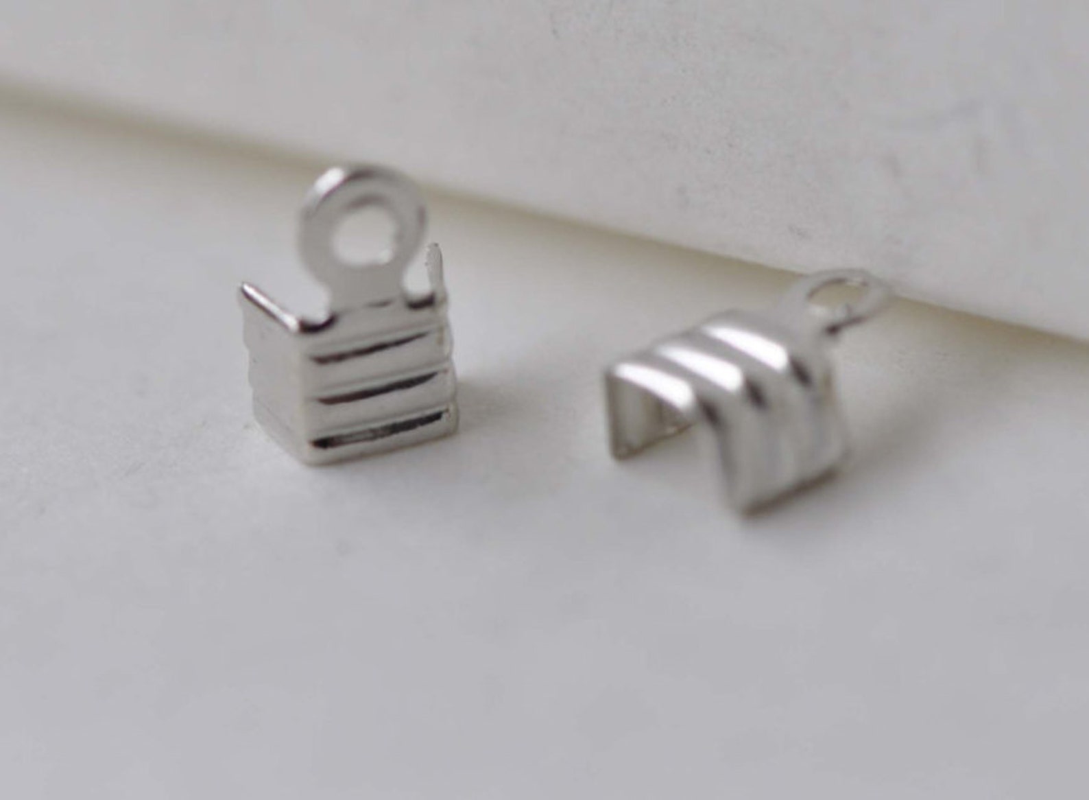 Fold Over Crimp Head Clasps Platinum Tone Steel Cord Ends | Etsy