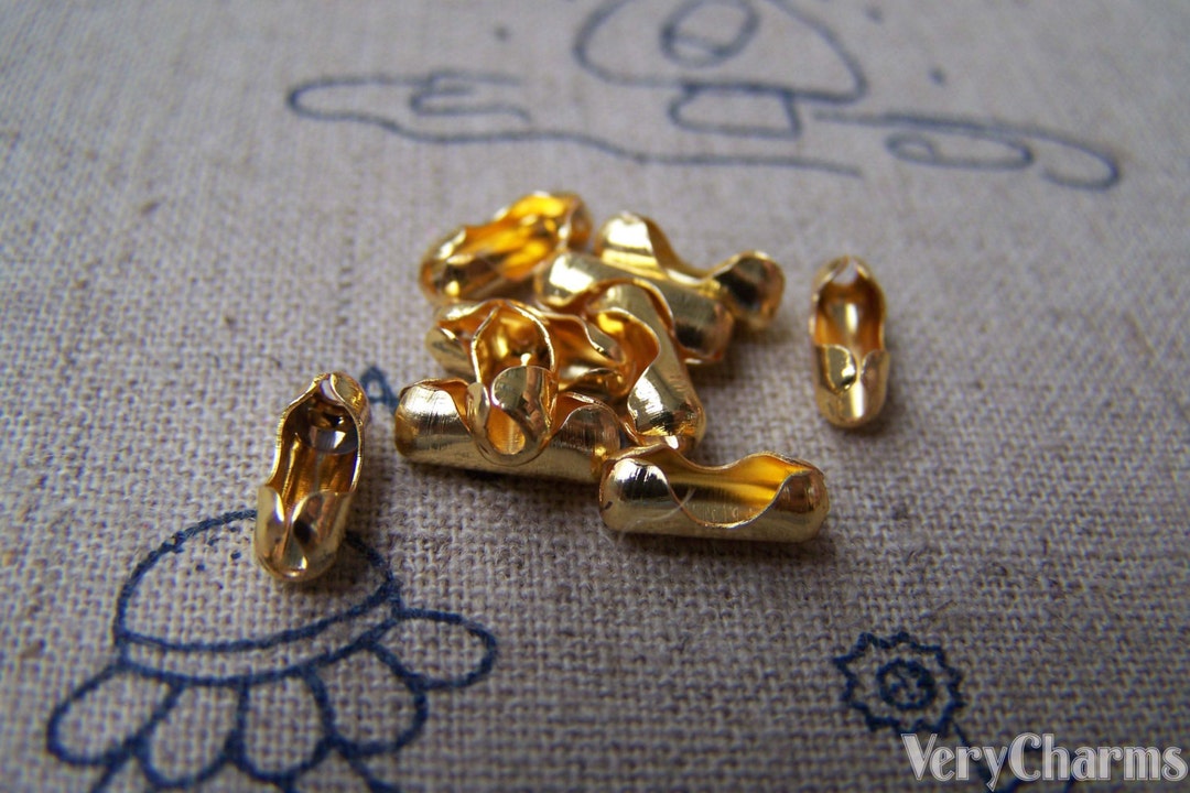 10 Pcs of Gold Finished Brass Bead Chain Connector Clasps for Bead ...