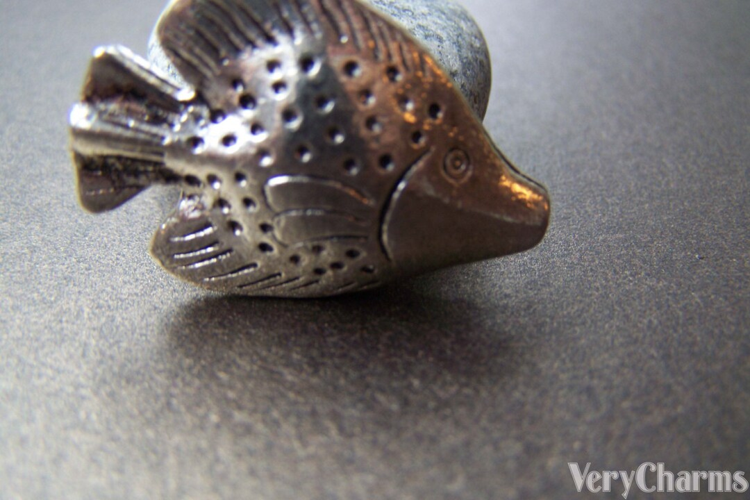 Grandes perlas de pescado tropical plata antigua colgantes 37mm ...