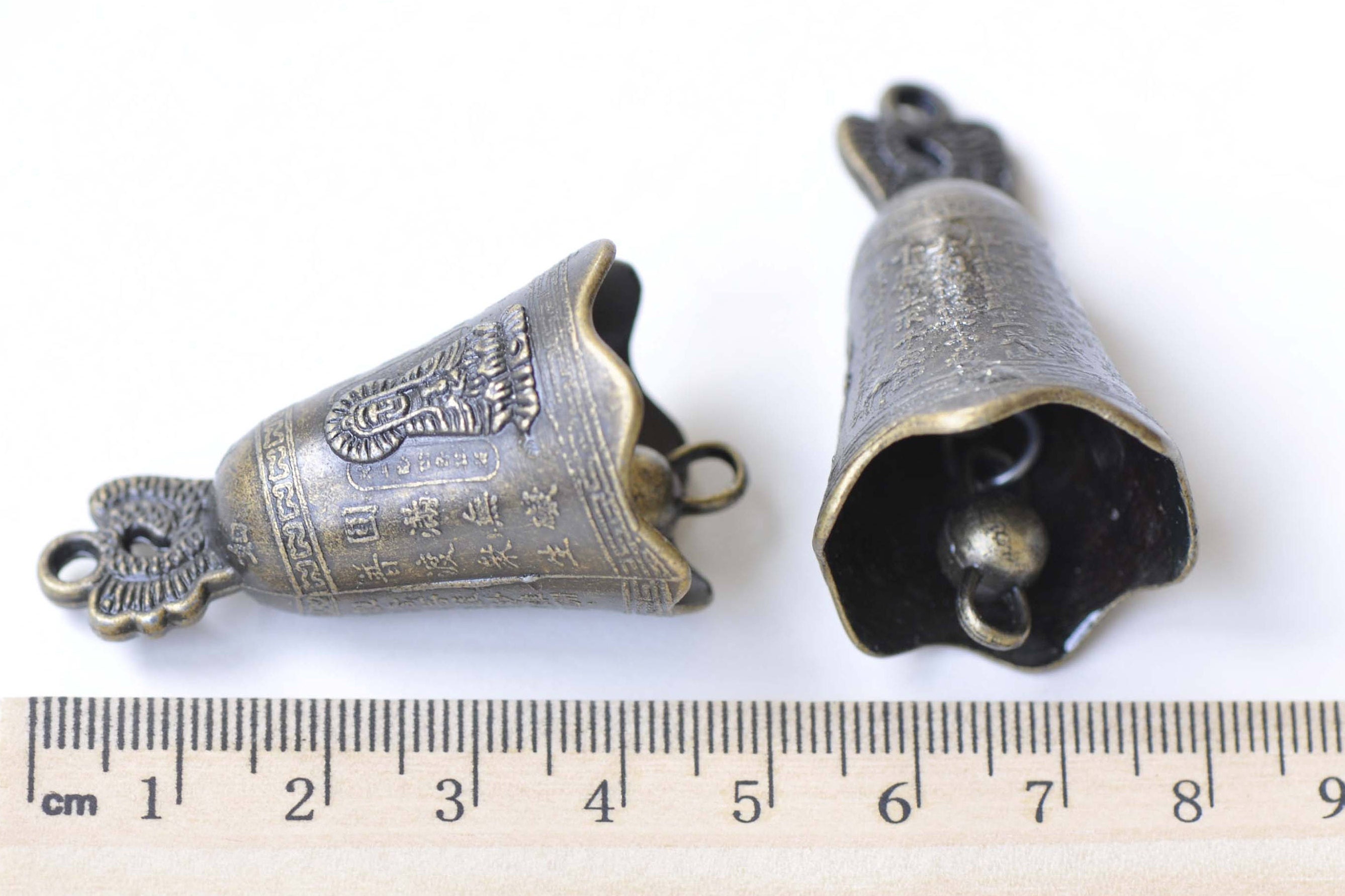 6 Pcs Antique Bronze Large Traditional Chinese Bell Pendants - Etsy