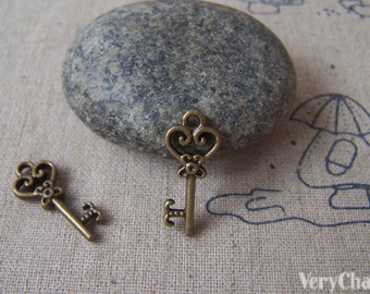 20 Pcs of Antique Silver Skeleton Key Heart Key Charms 9x21mm | Etsy