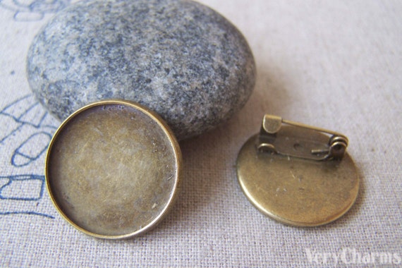 10 Pcs Antique Bronze Brass Round Base Bezel Brooch Back Match | Etsy