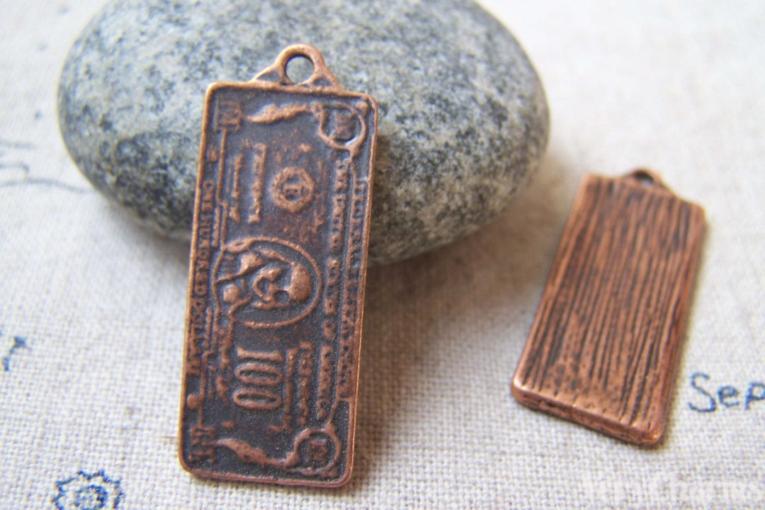 10 Pcs of Antique Copper One Hundred US Dollar Bill Money Charms ...