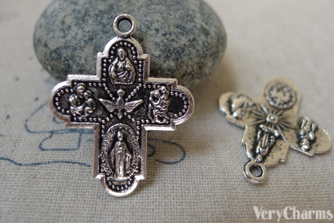 10 Pcs of Antique Silver Scapular Cross Charms 23x29mm Double Sided ...