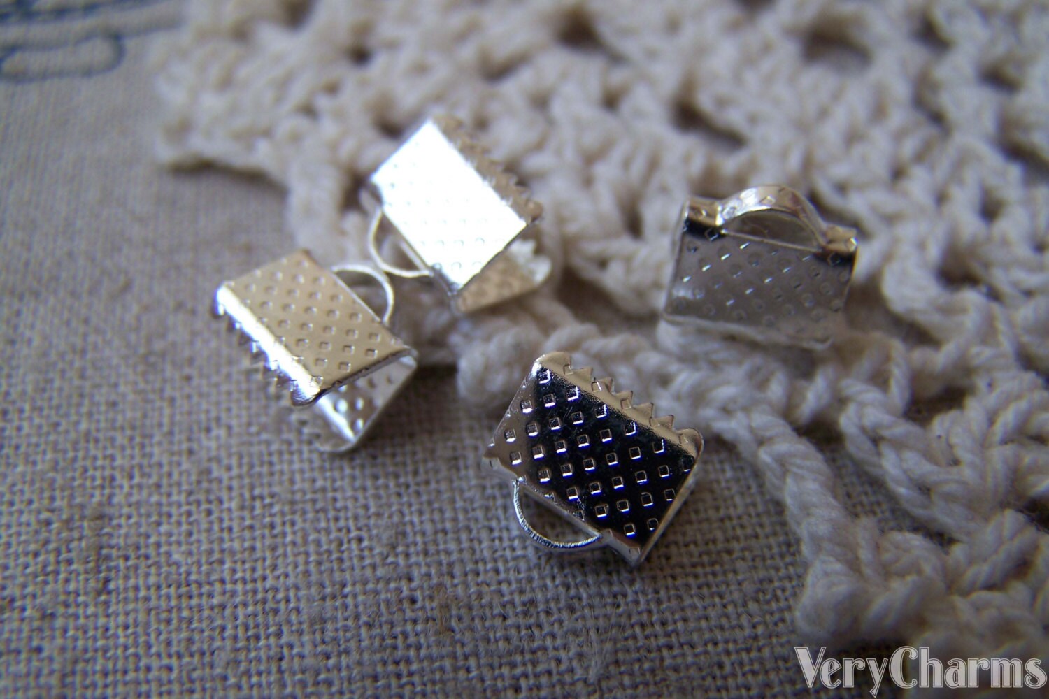 Silver Ribbon Ends Clamps Fasteners Clasps 10mm Set of 50 Pcs - Etsy