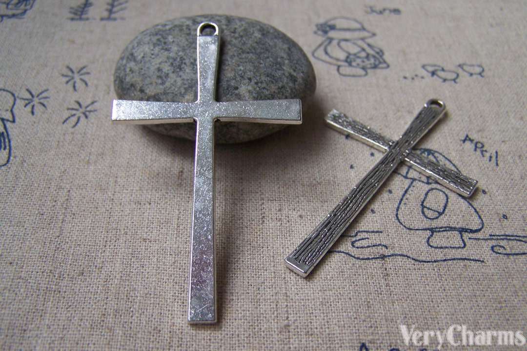 10 Pcs of Antique Silver Flat Cross Charms Huge Size 36x60mm A3800 - Etsy