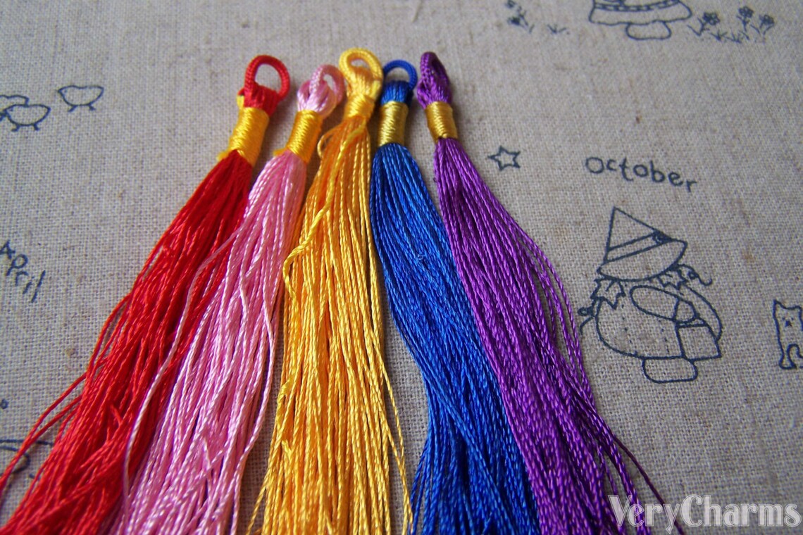 10 Pcs of Silk Thread Tassel Mixed Color A5003 | Etsy