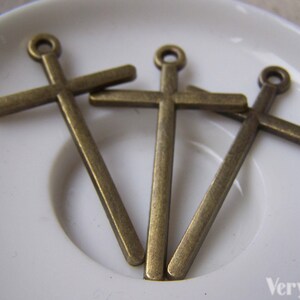 10 Pcs of Antique Bronze Lovely Smooth Cross Pendant 30x48mm A3874 - Etsy