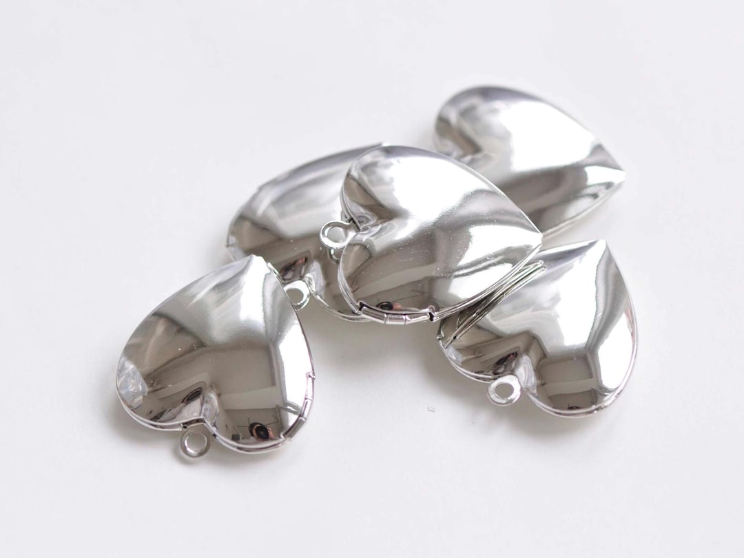 Platinum Heart Shaped Blank Photo Lockets 23mm - Etsy