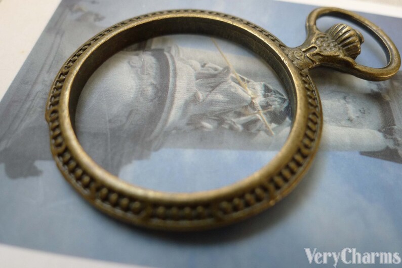 Pocket Watch Frame Antique Bronze Round Pendants 37x55mm Set of 4 Pcs ...