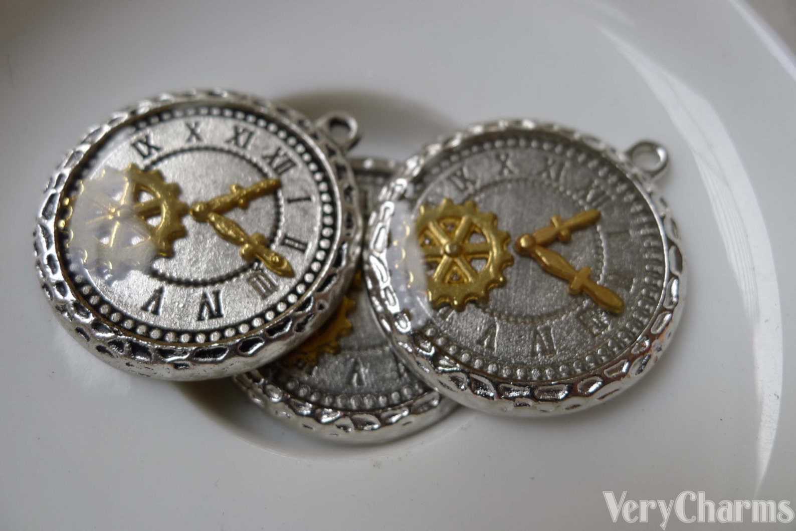 5 Pcs of Antique Silver Enamel Clock Charms Size 28x32mm A7086 - Etsy