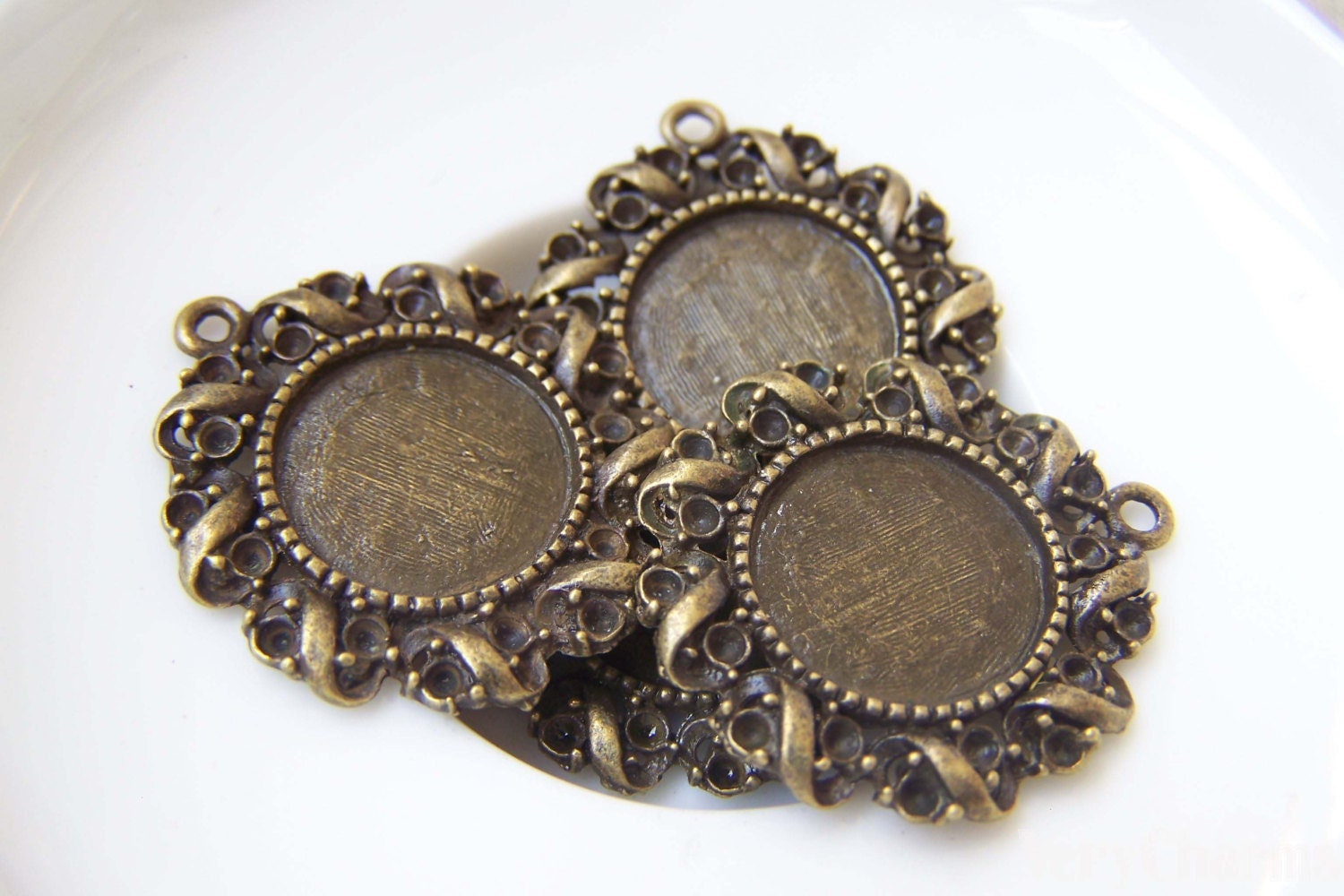 10 Pcs Antique Bronze Round Base Settings Pendant Tray Match - Etsy