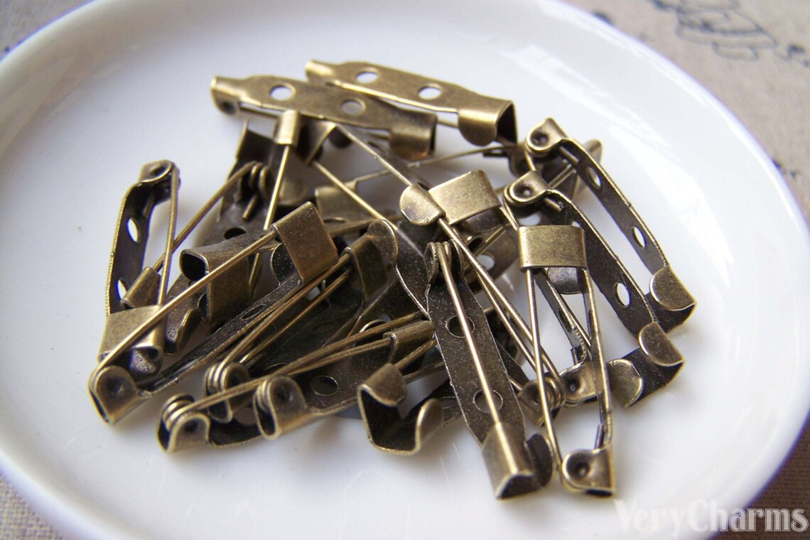 50 Pcs of Antique Bronze Brooch Back Bar Pins 25mm A3412 | Etsy