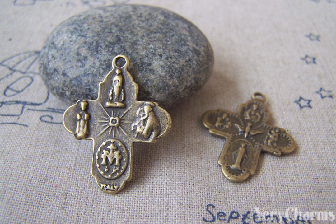 10 Pcs of Antique Bronze Scapular Cross Charms 23x29mm Double - Etsy