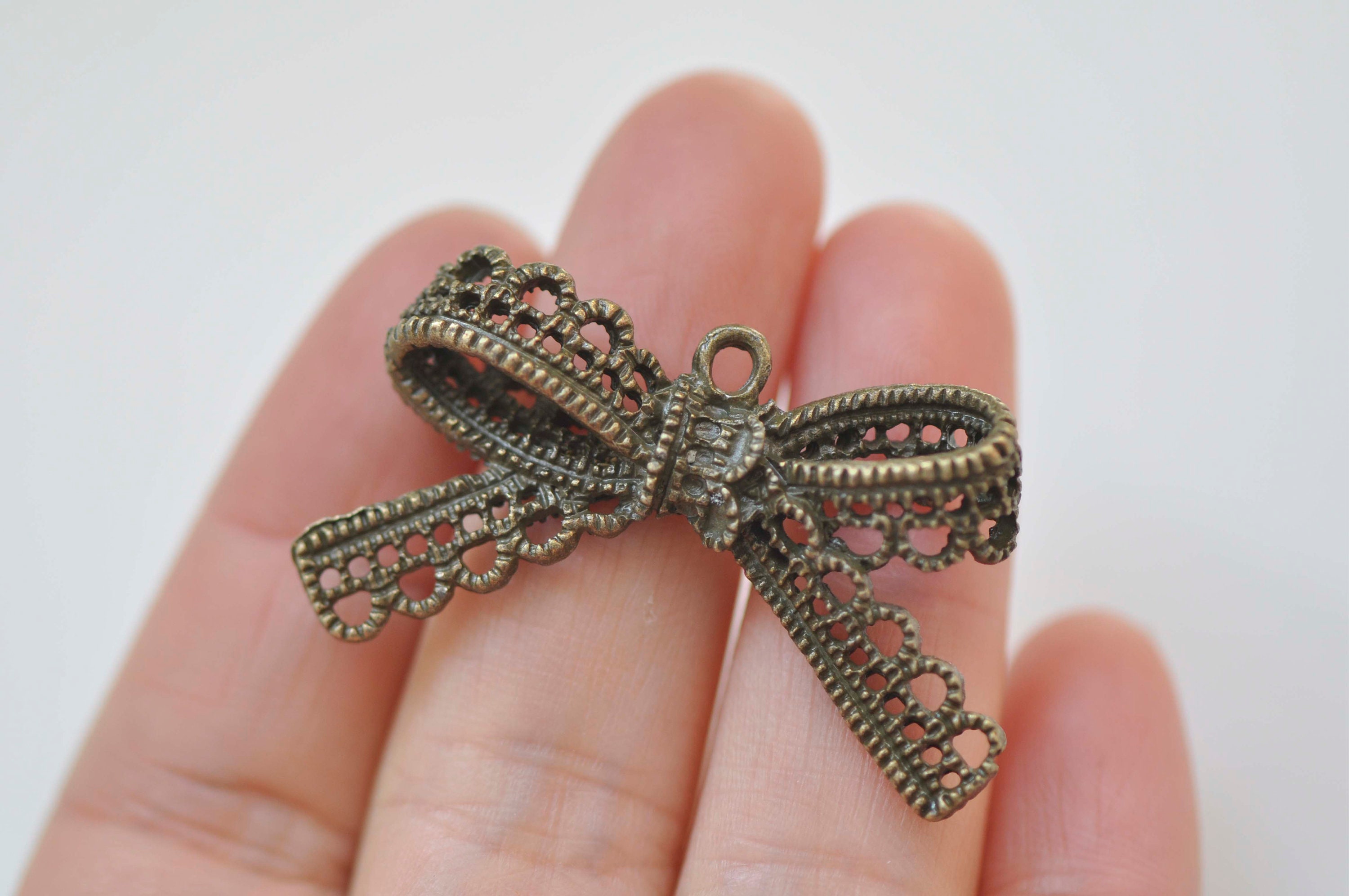 Lace Edge Bow Tie Knot Connectors Pendants Charms 23x43mm - Etsy