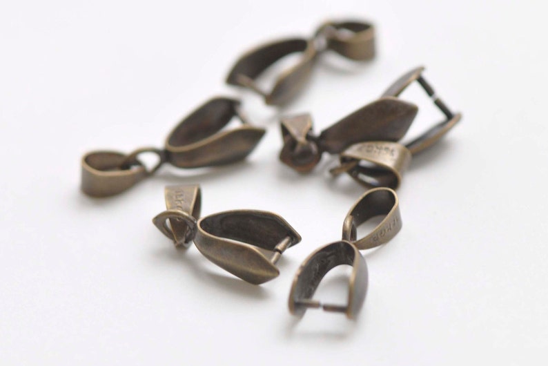10 Pcs Antique Bronze Brass Large Pinch Bail Snap Bails Clasps 18KGP ...