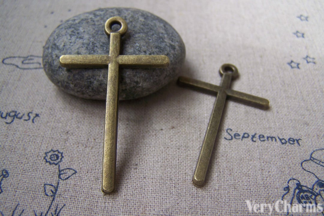 10 Pcs of Antique Bronze Lovely Smooth Cross Pendant 30x48mm A3874 - Etsy