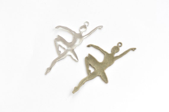 Antique Bronze/Silver Ballet Dancer Pendants Girl Blank Charms | Etsy