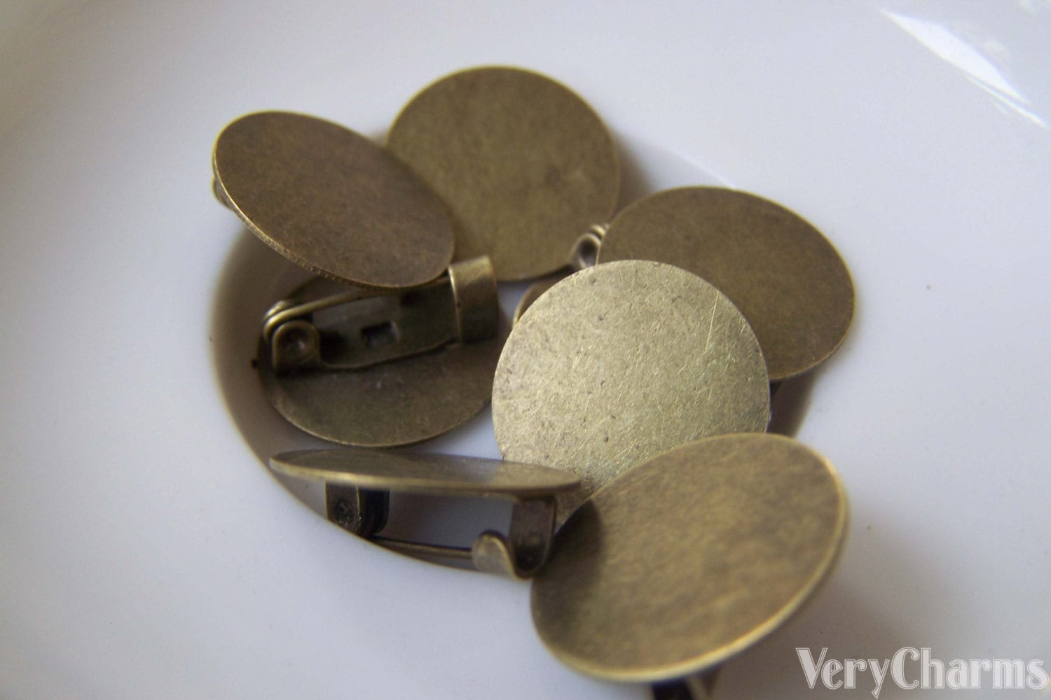 Brooch Pin Blanks Antiqued Bronze Round Settings 16mm Pad Set | Etsy