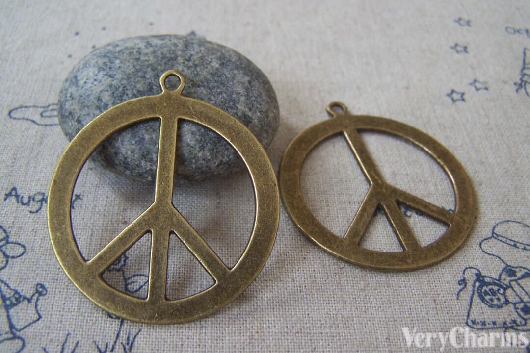 5 Pc of Antique Bronze Huge Peace Symbol Sign Pendants 40mm A3335 - Etsy