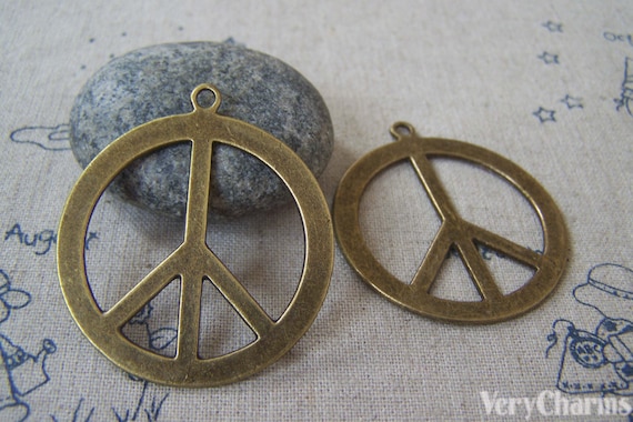 5 Pc of Antique Bronze Huge Peace Symbol Sign Pendants 40mm | Etsy