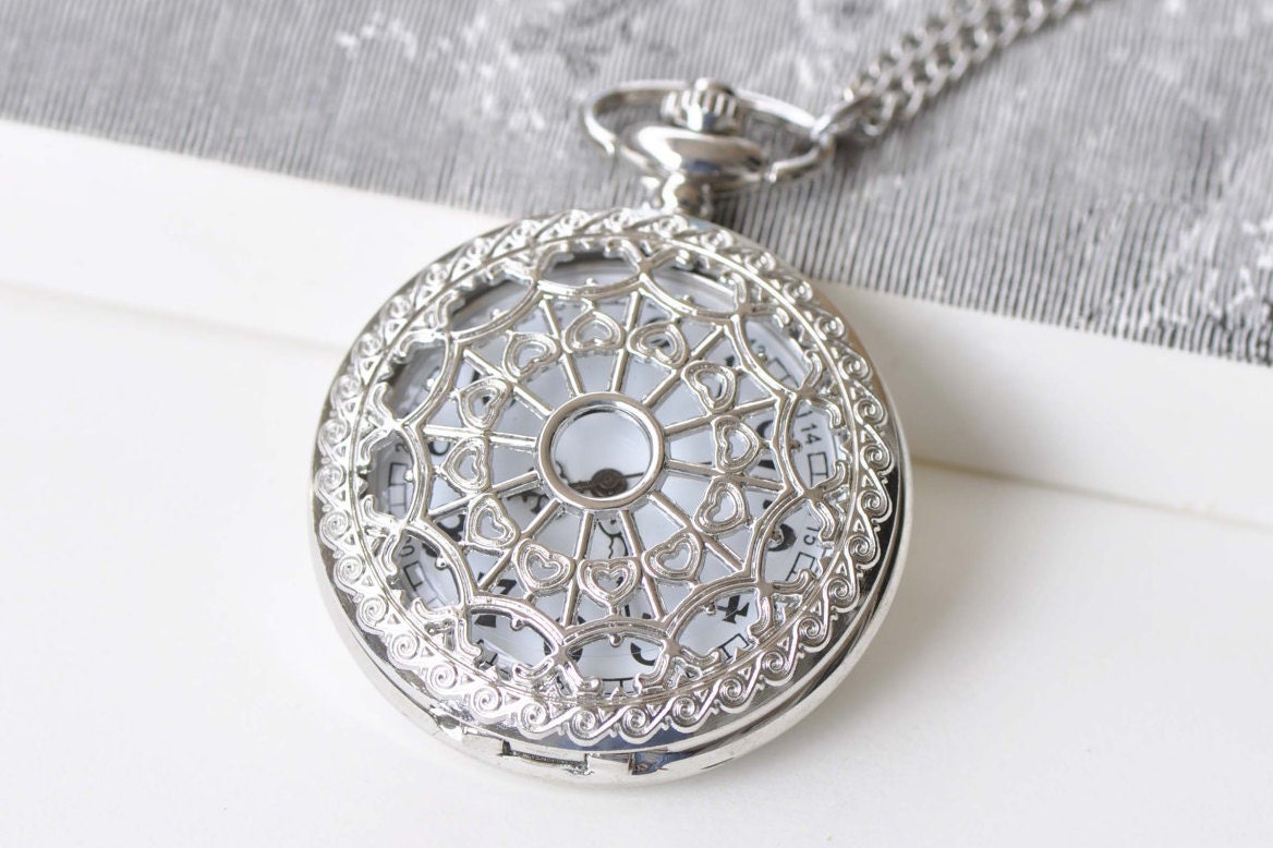 1 PC Platinum Filigree Pocket Watch Pendant Size 47mm A8791 | Etsy
