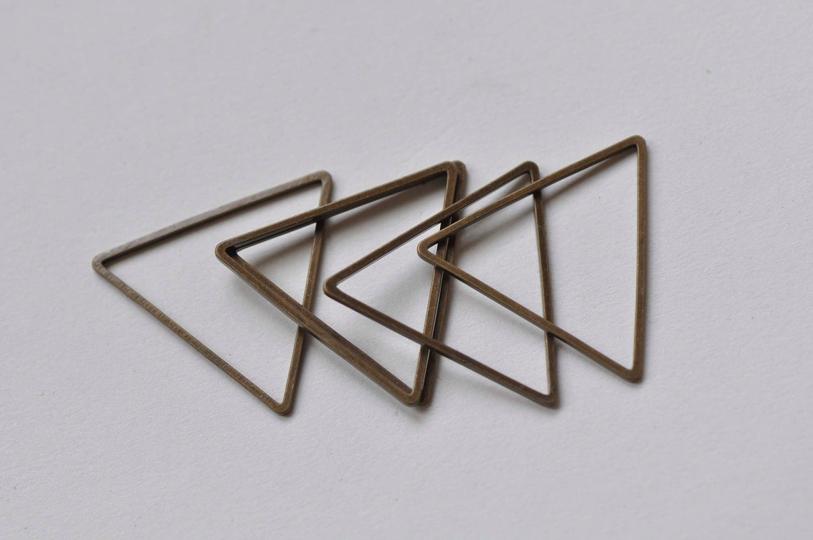 50 Pcs Raw Brass/gold/antique Bronze/silver Seamless Triangle - Etsy
